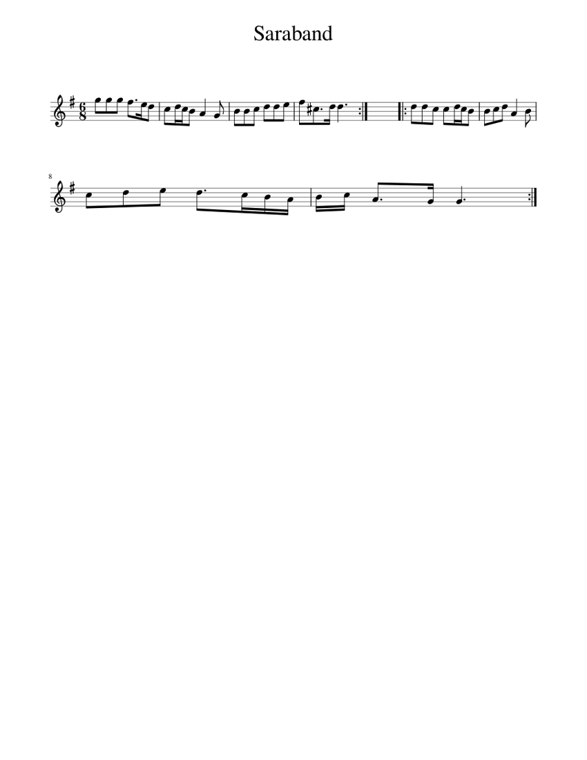 Saraband Sheet music for Piano (Solo) Easy | Musescore.com