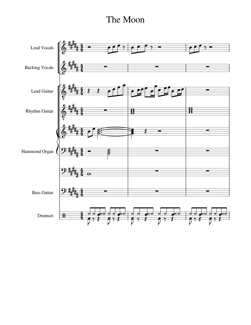 The_Moon Sheet music for Organ, Vocals, Guitar, Bass guitar & more ...