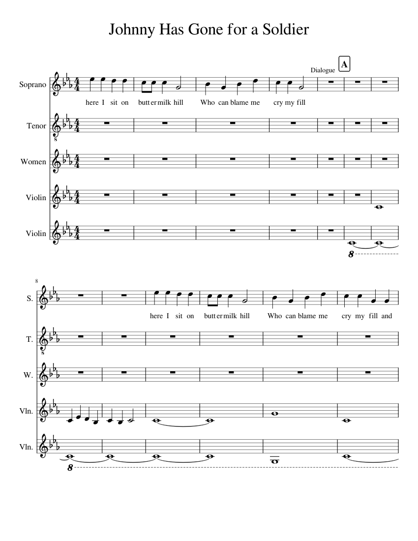 Johnny Has Gone for a Soldier Sheet music for Soprano, Tenor, Female ...