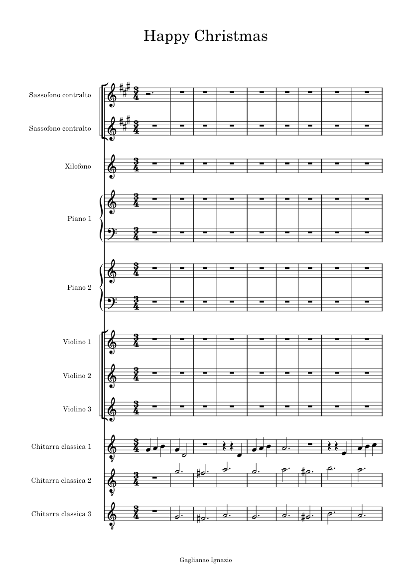 Happy Christmas Sheet music for Piano, Saxophone alto, Violin, Guitar ...