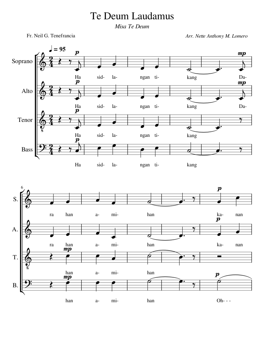 Te Deum Laudamus Sheet music for Soprano, Alto, Tenor, Bass voice (SATB ...