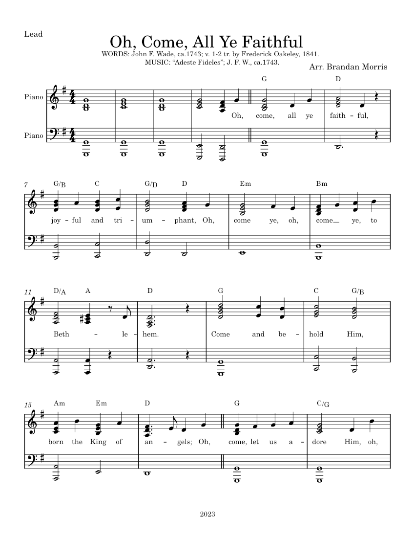 Oh, Come, All Ye Faithful – John F. Wade Sheet music for Piano (Solo ...