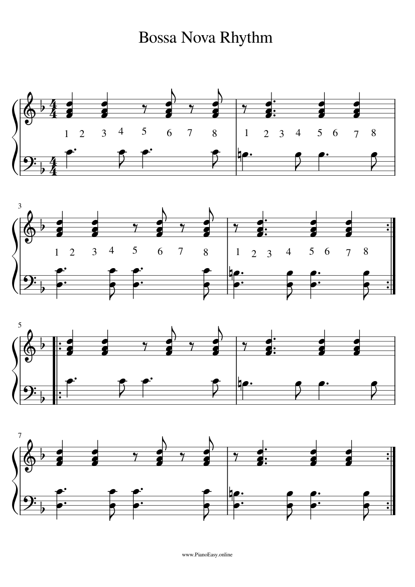 Bossa Nova Rhythm Sheet music for Piano (Solo) Easy | Musescore.com