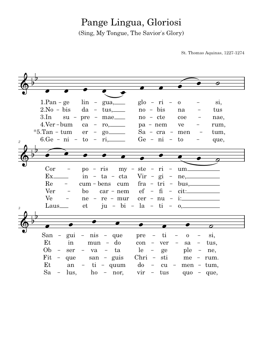 Pange Lingua, Gloriosi - Latin Chant Version Sheet Music for Piano ...