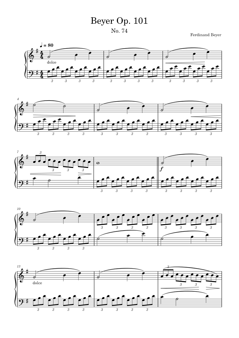 Op 101 – Ferdinand Beyer Beyer Op. 101 No. 27 Sheet Music for Piano ...