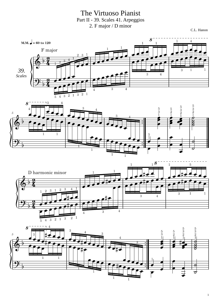 Hanon Scales & Arpeggios - 2. F major / D minor - Hanon (Part II, 39 ...