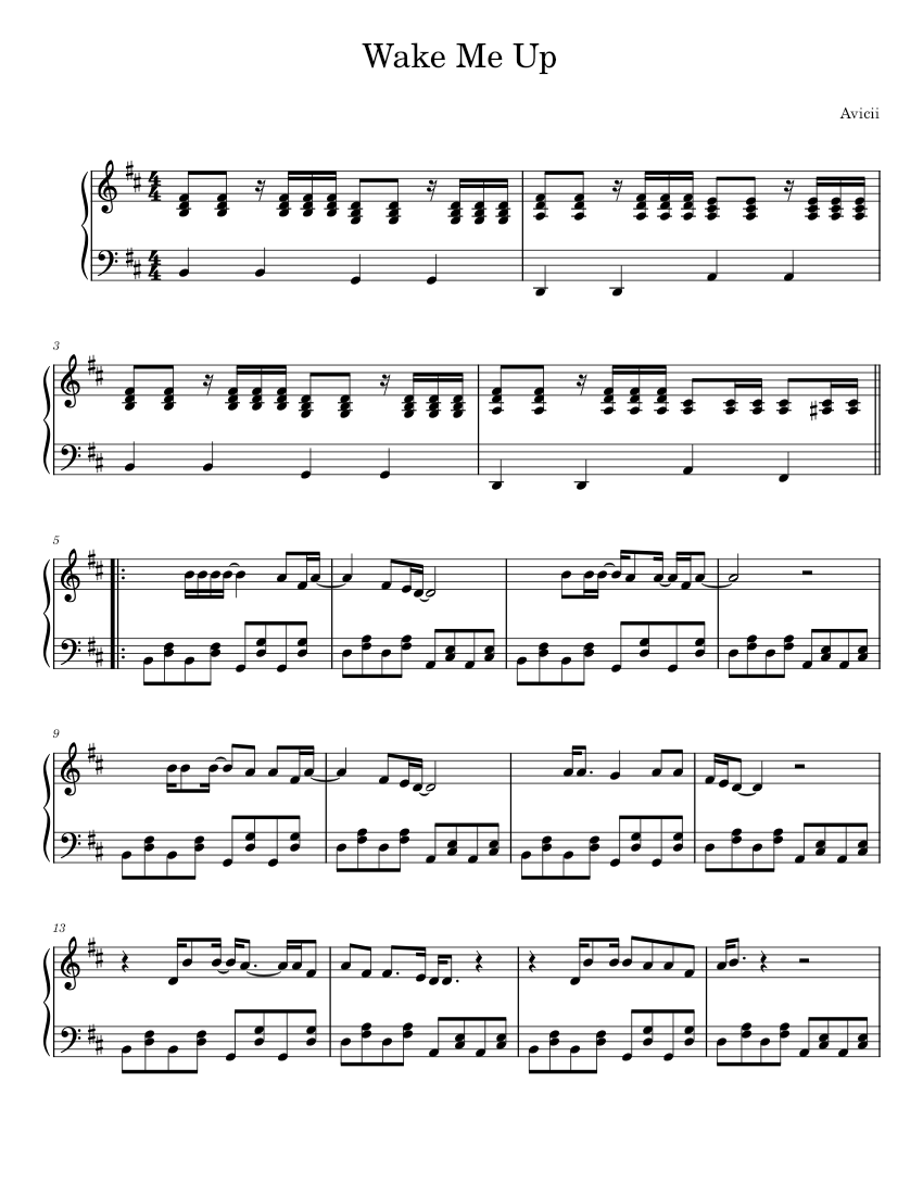 Wake Me Up – Avicii Sheet music for Piano (Solo) | Musescore.com