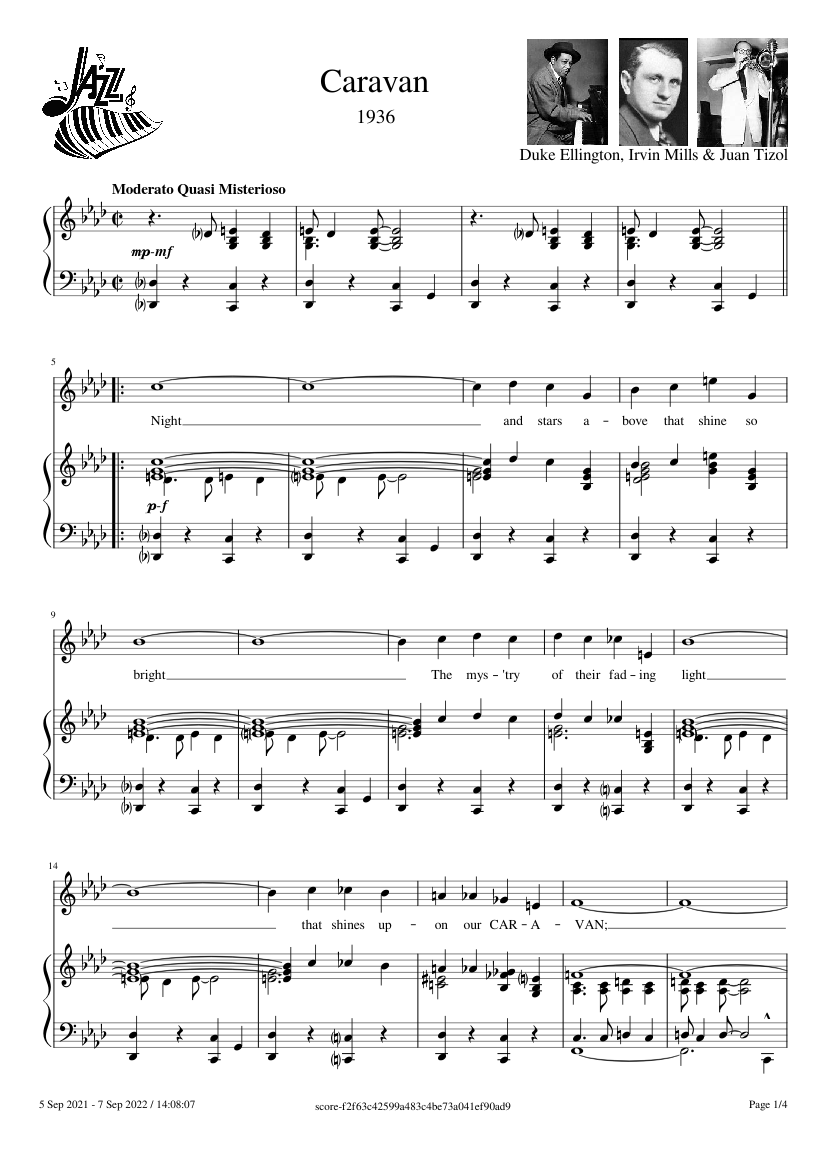 Caravan – Duke Ellington Sheet music for Piano, Vocals (Mixed Duet ...