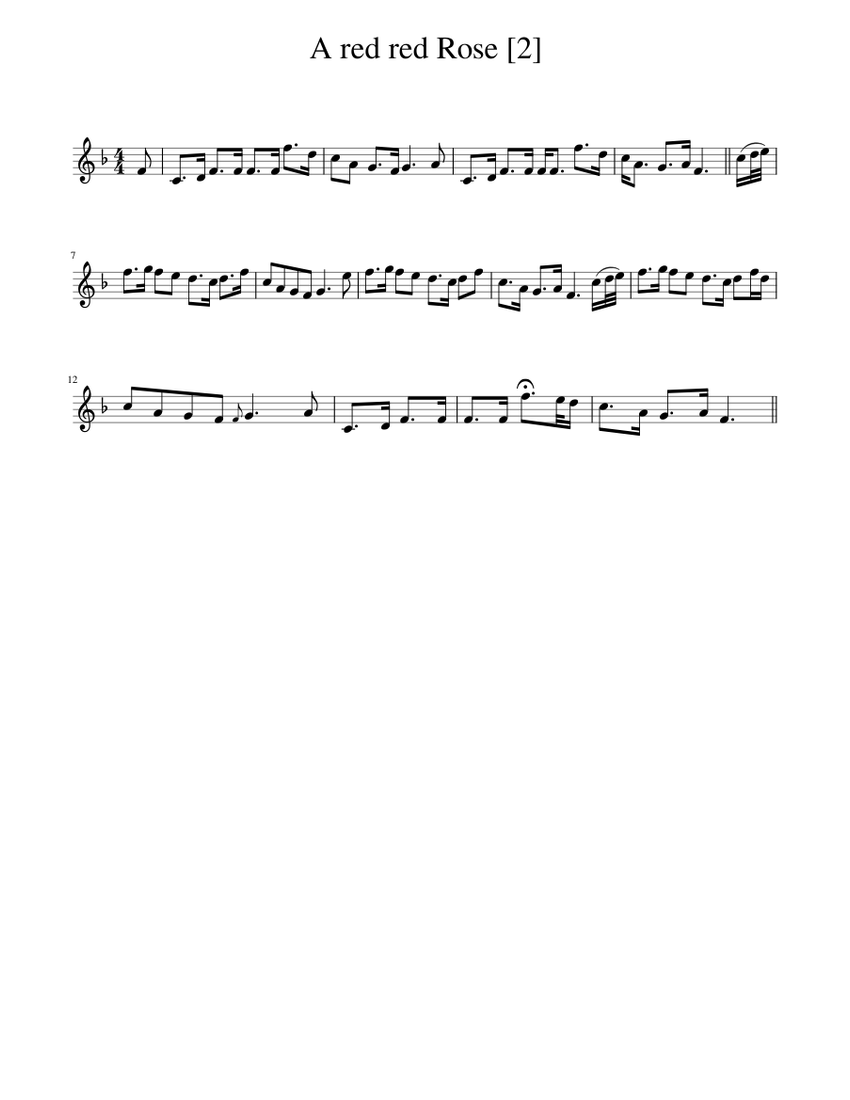 A red red Rose Sheet music for Piano (Solo) Easy | Musescore.com