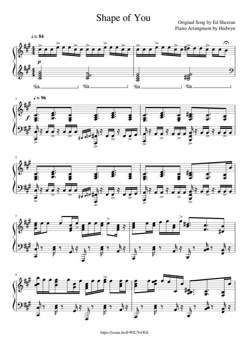 Shape of You Sheet Music for Piano (Solo) | MuseScore.com