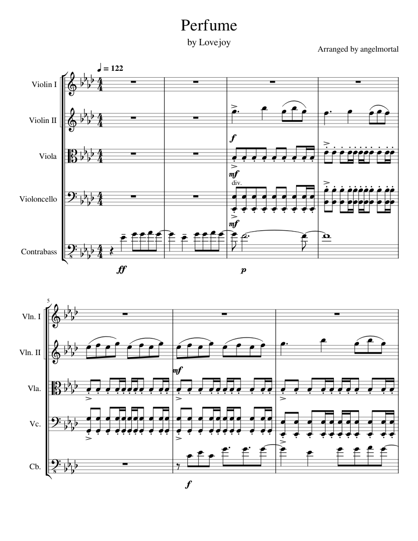 Perfume – Lovejoy Orchestra Arrangement Sheet music for Contrabass ...