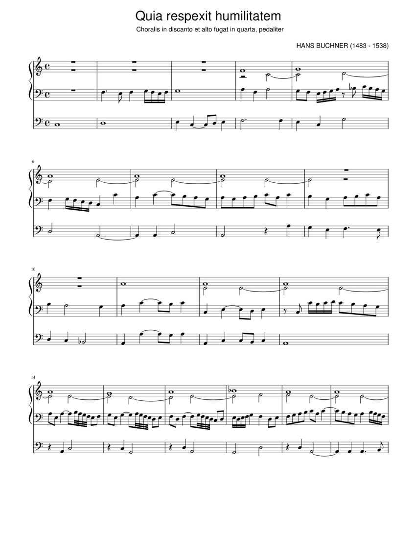 Quia respexit humilitatem HANS BUCHNER (1483 - 1538) Sheet music for Piano (Mixed Trio ...