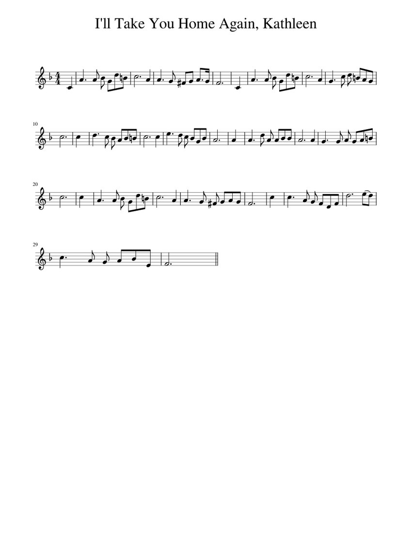 I'll Take You Home Again, Kathleen Sheet music for Piano (Solo) Easy ...