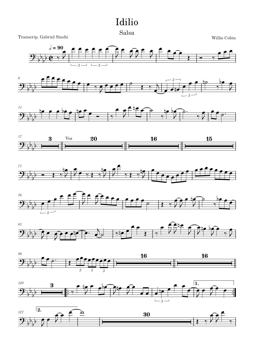 Idilio – Willie Colon Idilio de amor Sheet music for Trombone (Solo ...
