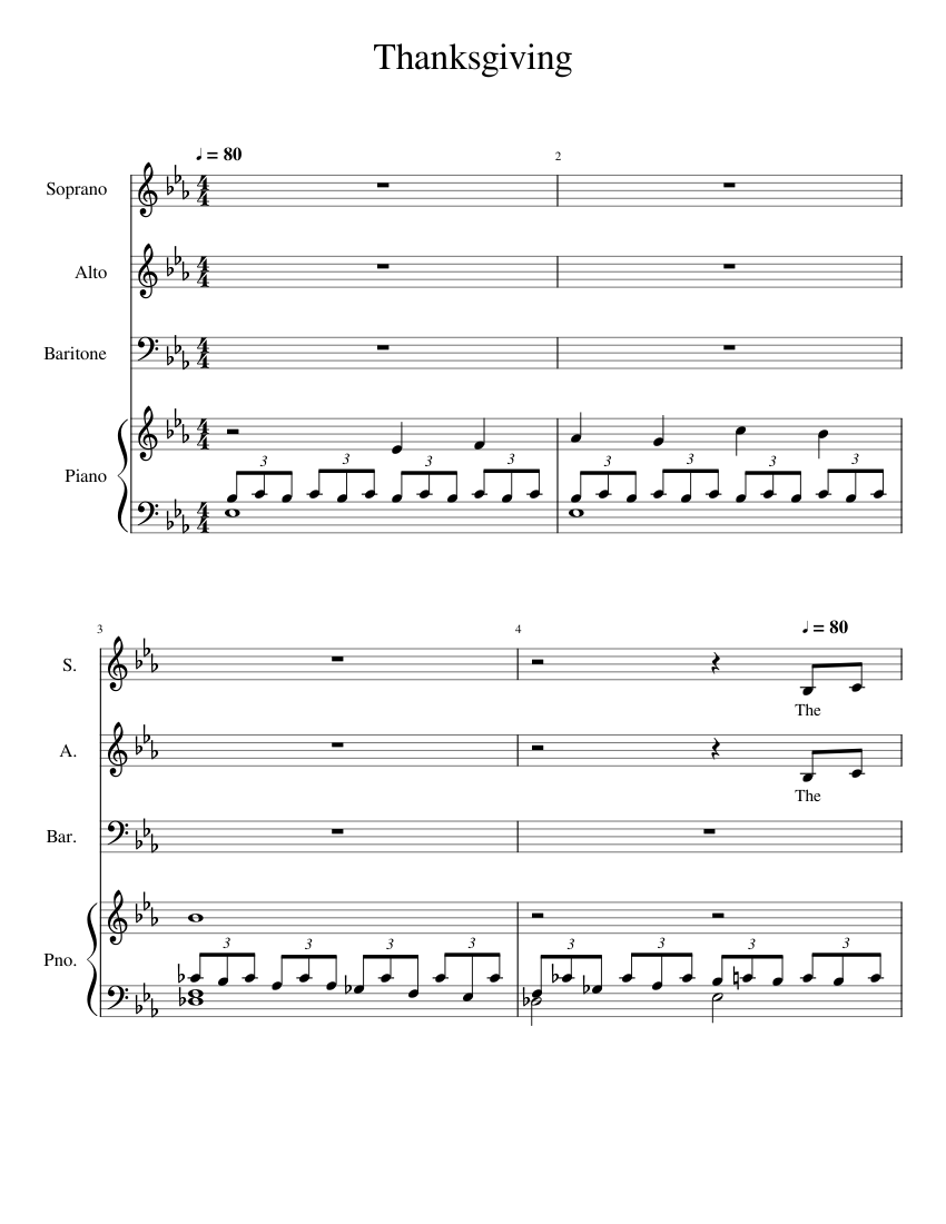 Thanksgiving Sheet music for Piano, Soprano, Alto, Baritone (Mixed ...
