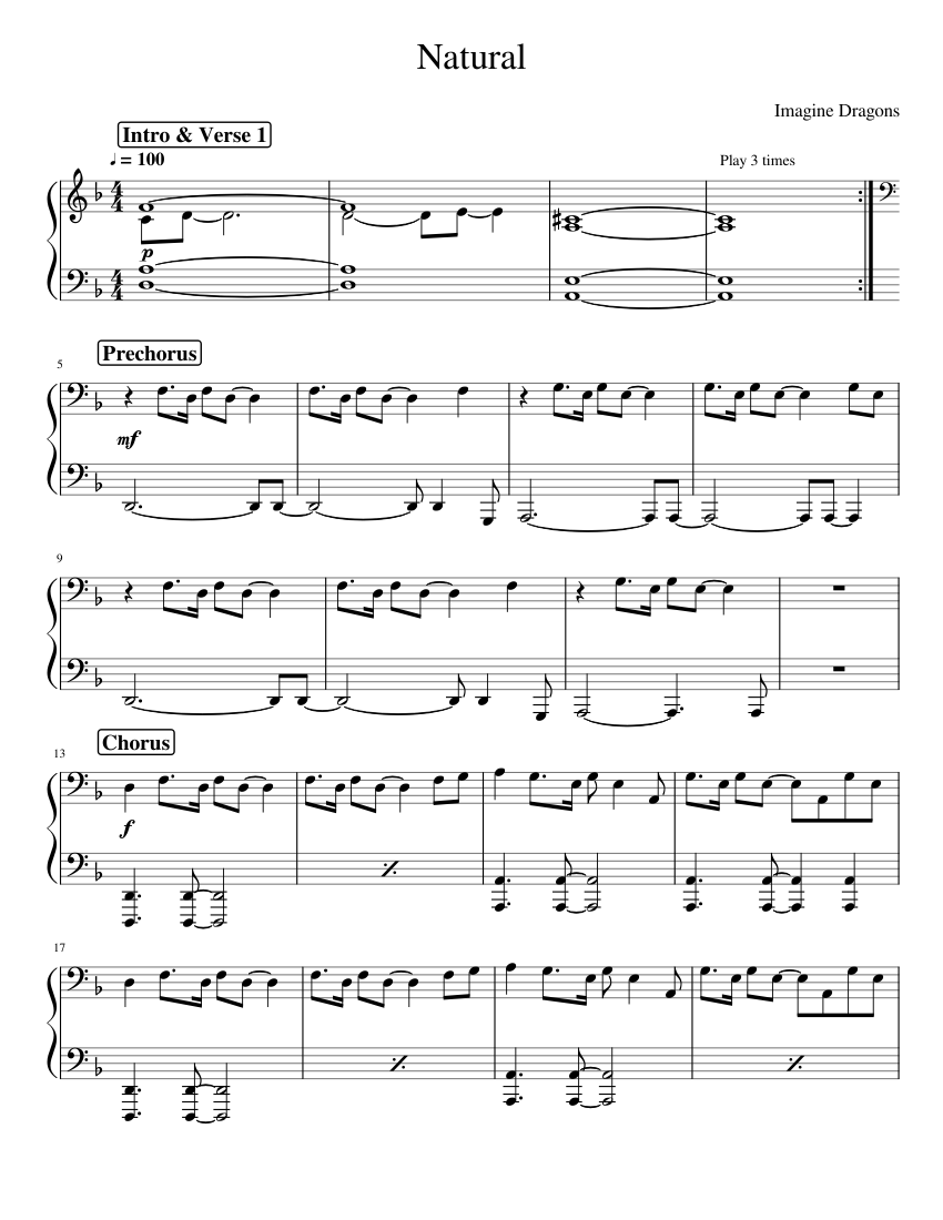 Natural Sheet music for Piano (Solo) Easy | Musescore.com