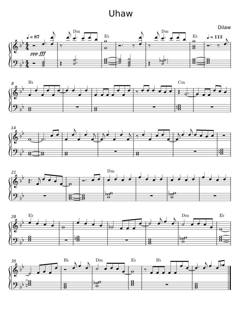 Uhaw(Tayong Lahat) - Dilaw Sheet music for Piano (Piano Duo) | Musescore.com