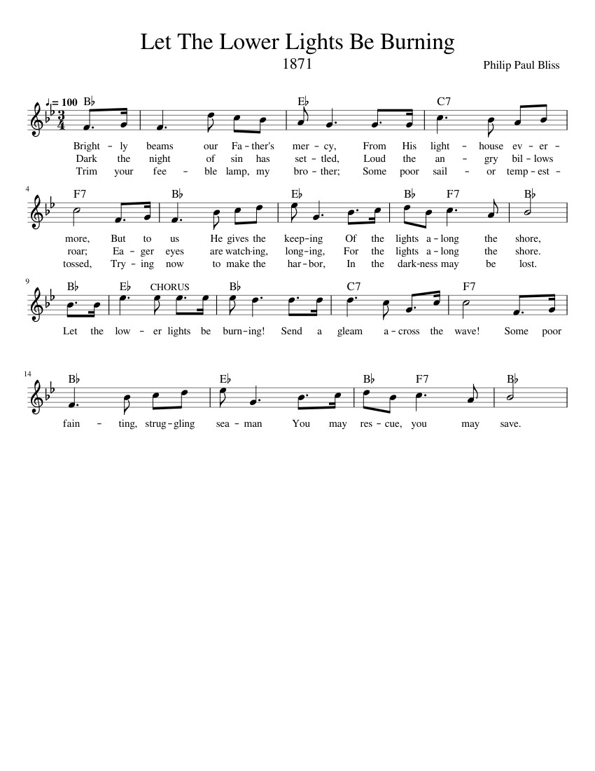 Let The Lower Lights Be Burning Sheet music for Piano (Solo) Easy ...