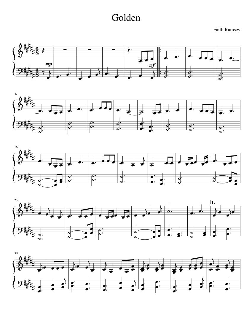 Golden Sheet music for Piano (Solo) | Musescore.com