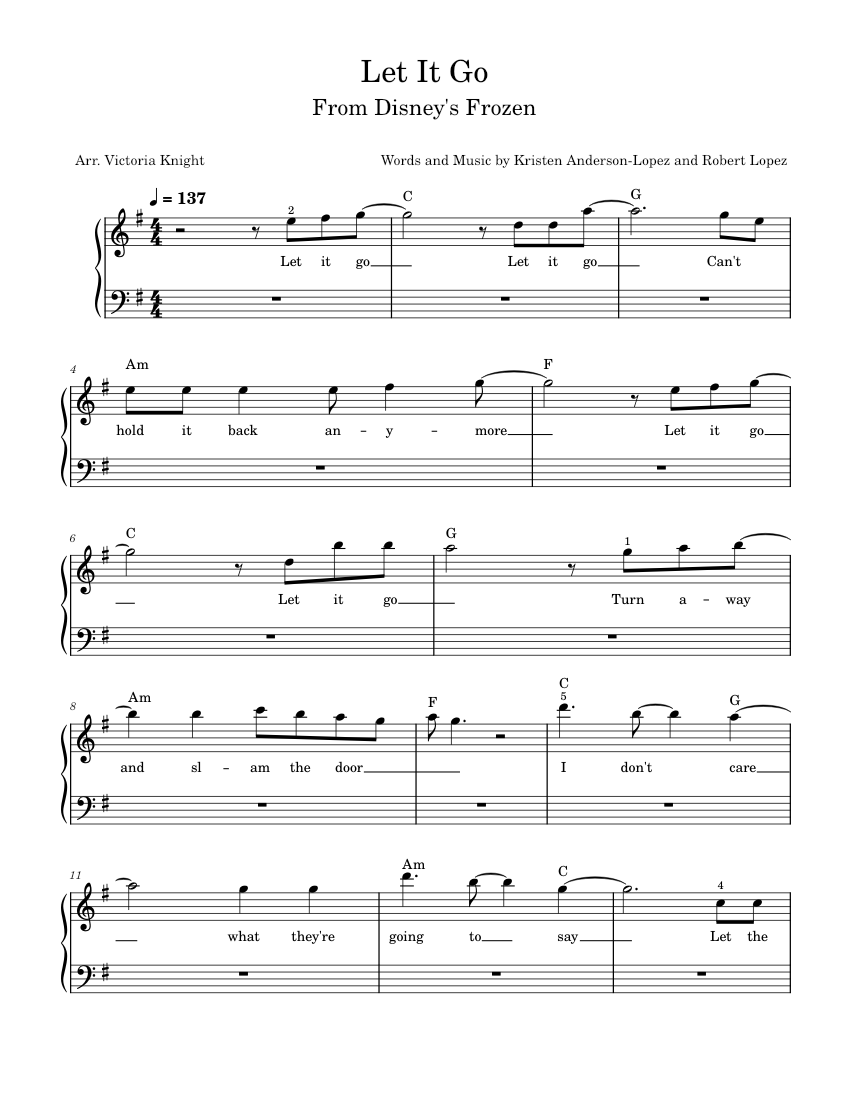 Let It Go – Idina Menzel (Super Easy Piano) Sheet music for Piano (Solo) | Musescore.com