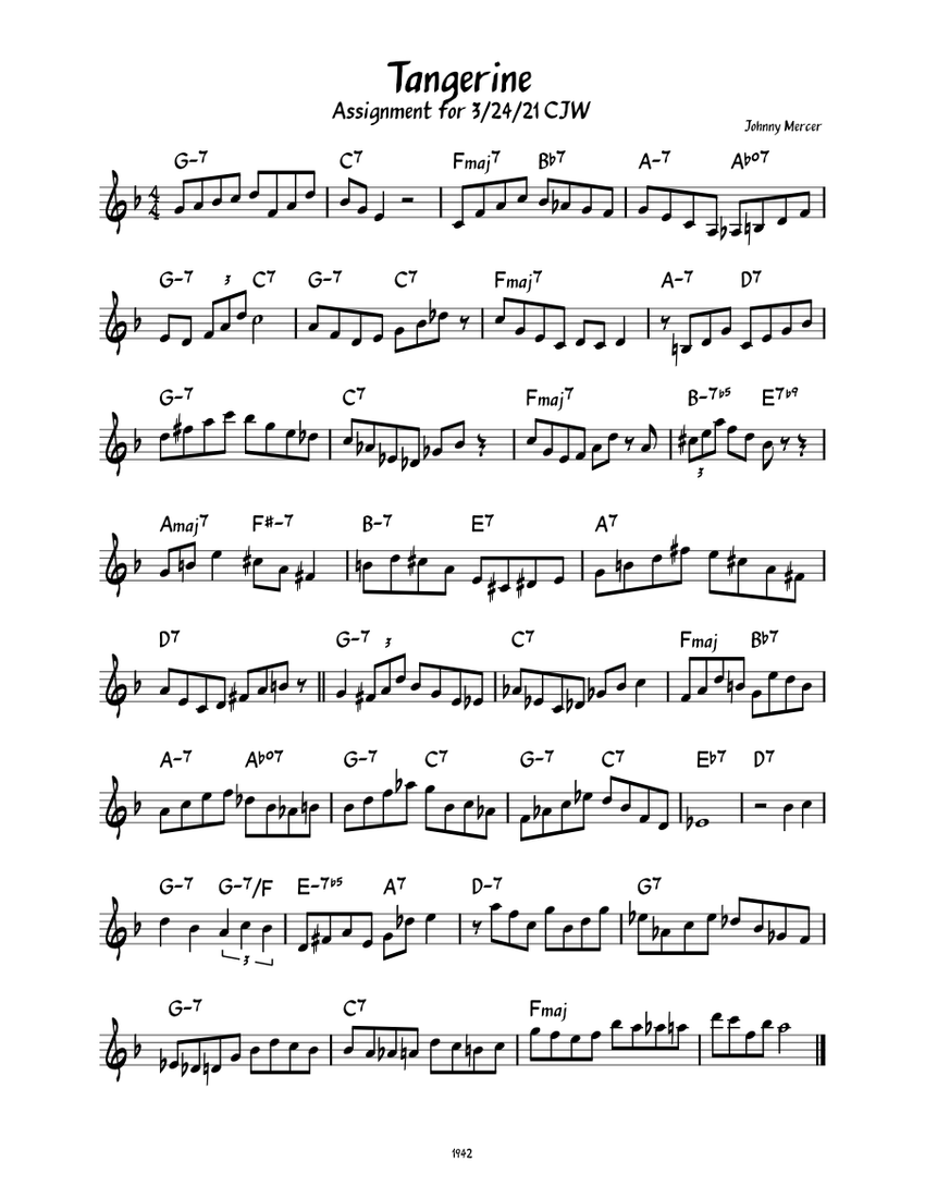 Tangerine Sheet music for Piano (Solo) Easy | Musescore.com