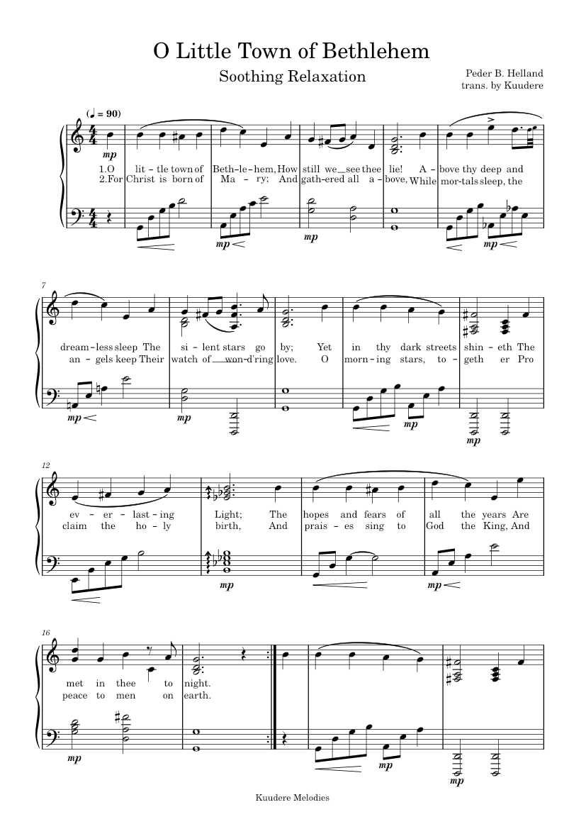 Peder B. Helland - O Little Town of Bethlehem Sheet music for Piano ...