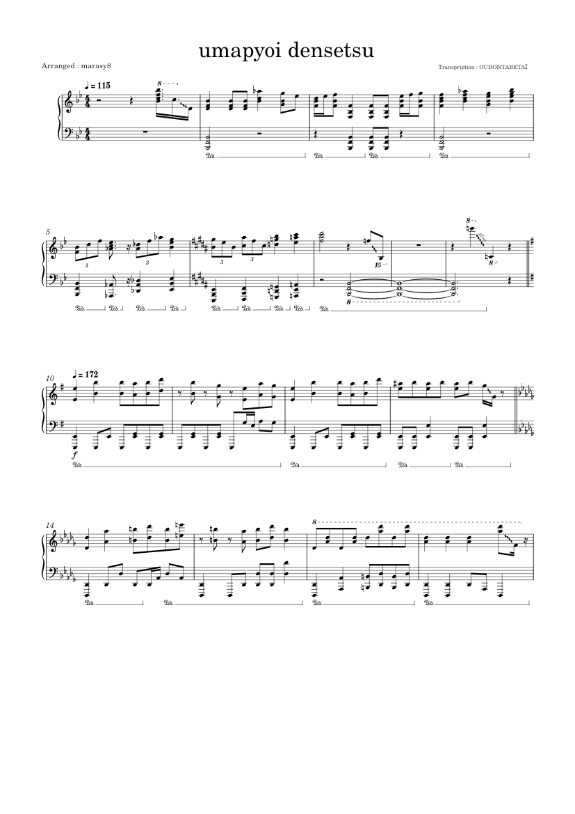 うまぴょい伝説 まらしぃver. Sheet Music for Piano (Solo) | MuseScore.com