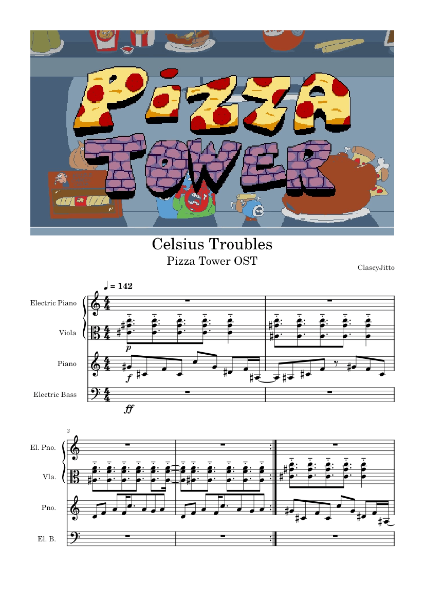 Celcius Troubles – ClascyJitto | Pizza Tower OST Sheet Music for Piano ...