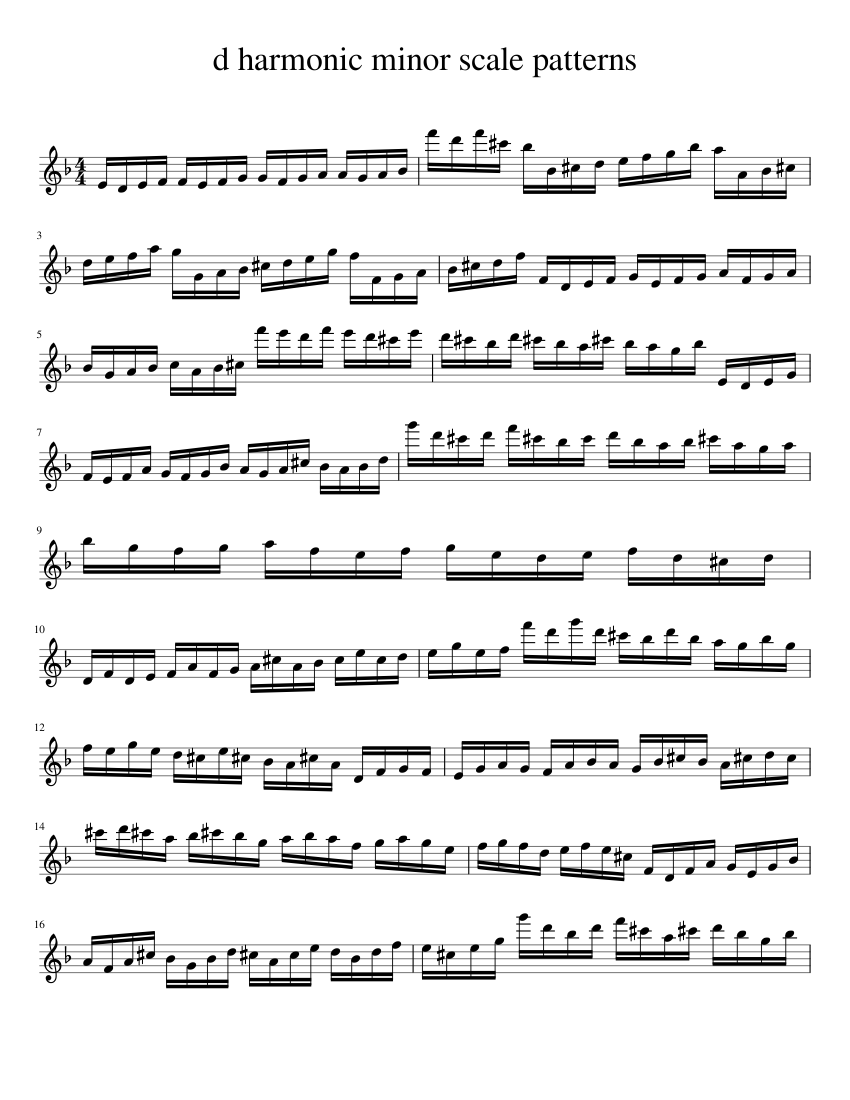 d harmonic minor scale patterns Sheet music for Piano (Solo) Easy ...