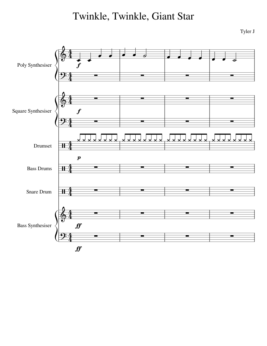 Twinkle Twinkle Giant Star Sheet music for Snare drum, Bass guitar ...