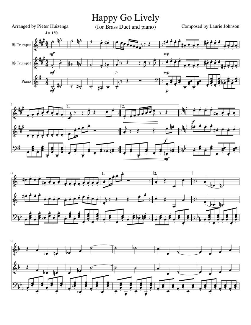 Happy Go Lively - Trumpet Duet and Piano Sheet music for Piano, Trumpet ...