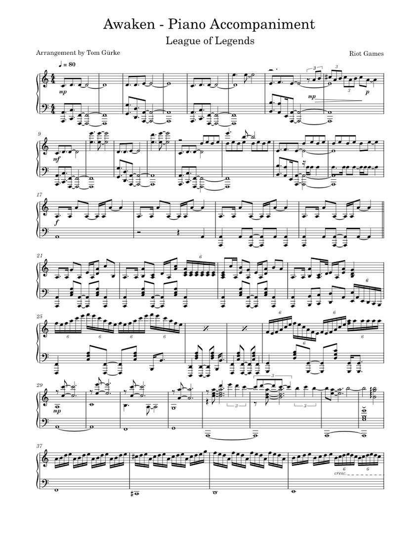 Awaken – League of Legends | Piano Accompaniment Sheet music for Piano ...