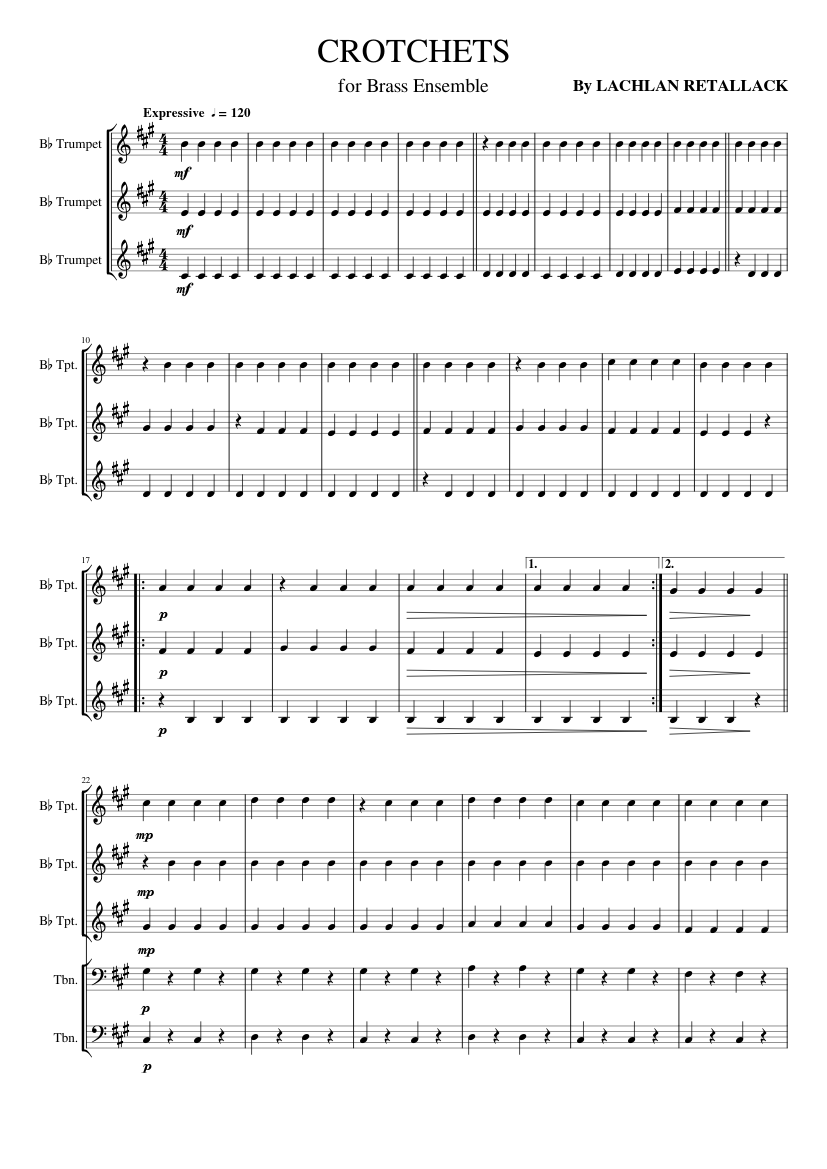 Crotchets Lachlan Retallack Sheet Music For Trombone Trumpet In B crotchets-lachlan-retallack-sheet-music-for-trombone-trumpet-in-b