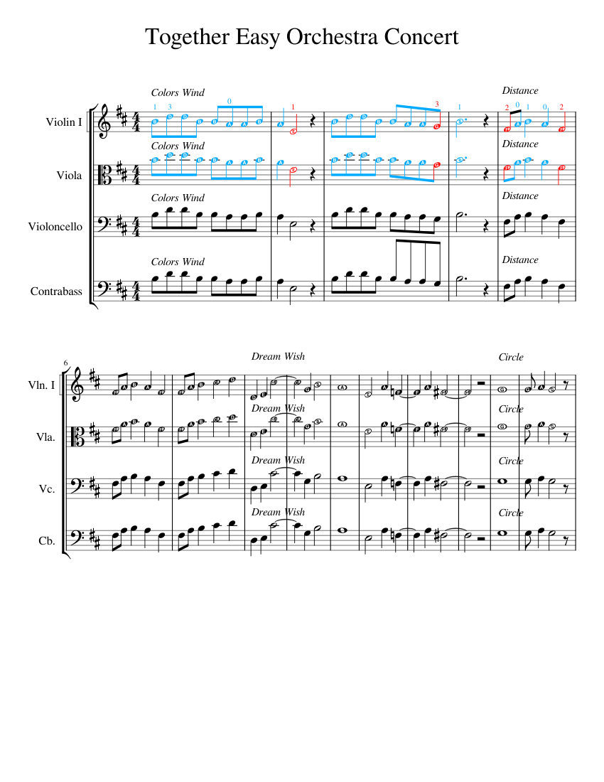 Together Easy Orchestra Concert Sheet music for Contrabass, Violin, Viola, Cello (Mixed Quartet ...