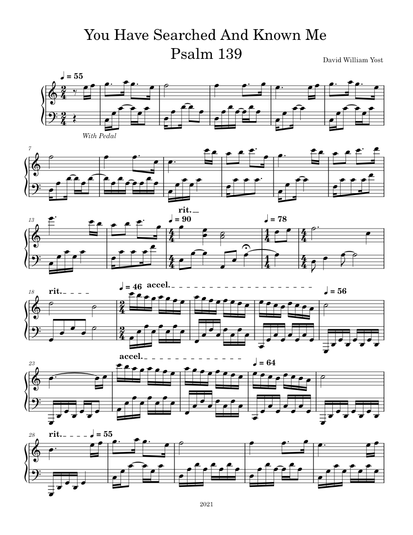 You Have Searched And Known Me (Psalm 139) Sheet music for Piano (Solo) Easy | Musescore.com