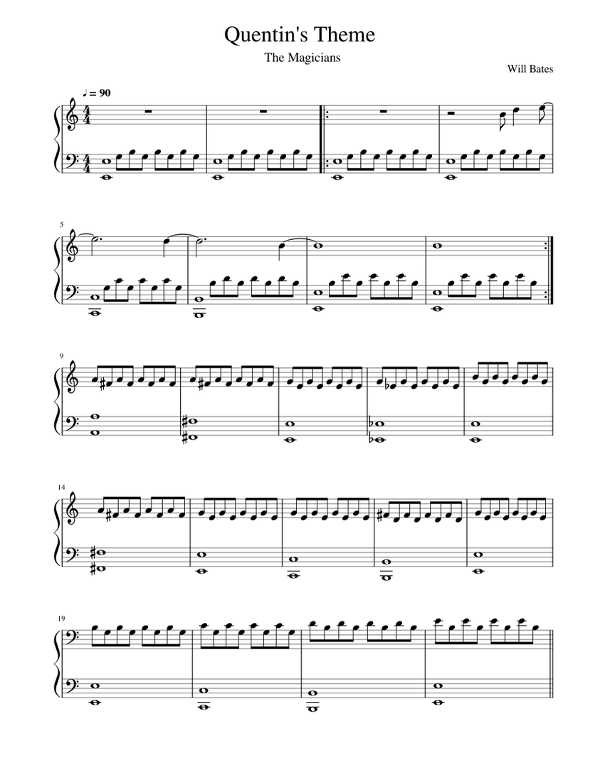 The Magicians - Quentin's Theme Sheet music for Piano (Solo ...