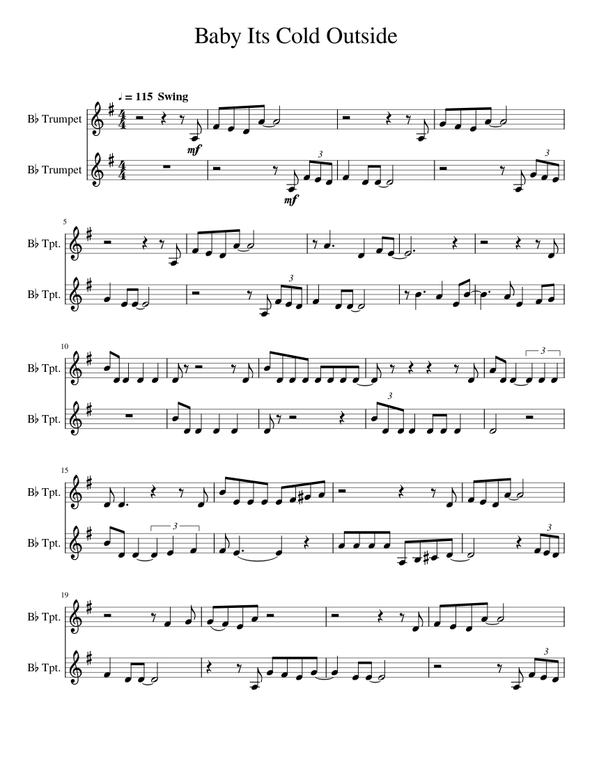 "Baby Its Cold Outside" | (Easy) Christmas Music Trumpet Duet Sheet music for Trumpet in b-flat ...