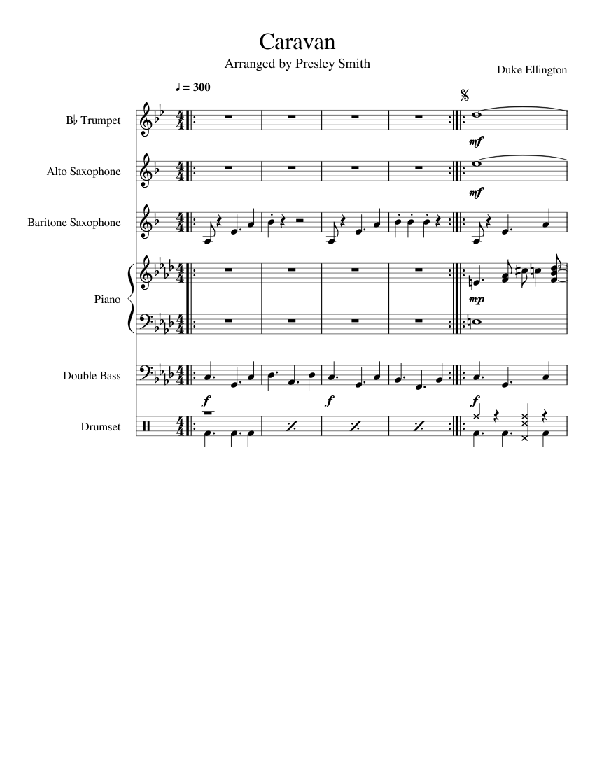 Caravan Sheet music for Piano, Saxophone alto, Saxophone baritone ...
