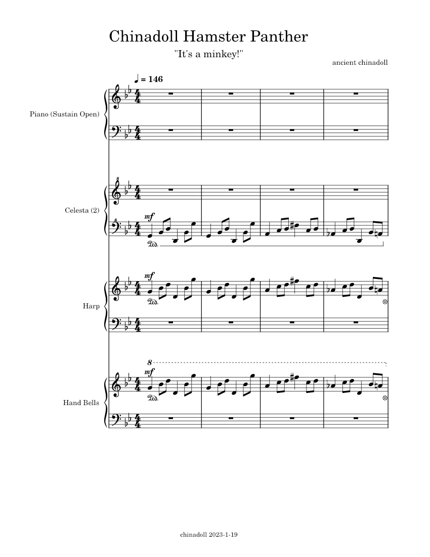 chinadoll hamster panther Sheet music for Piano, Celesta, Harp ...