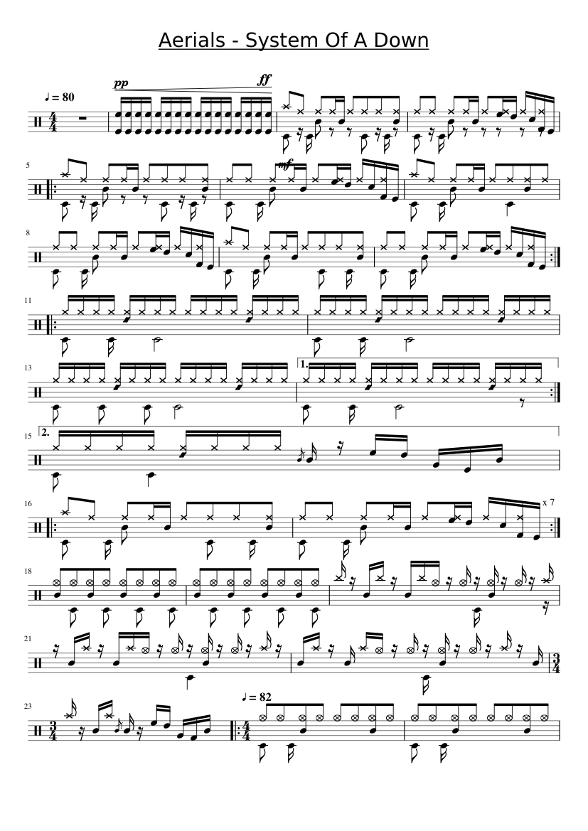 Aerials for drums Sheet Music for Drum group (Solo) | MuseScore.com