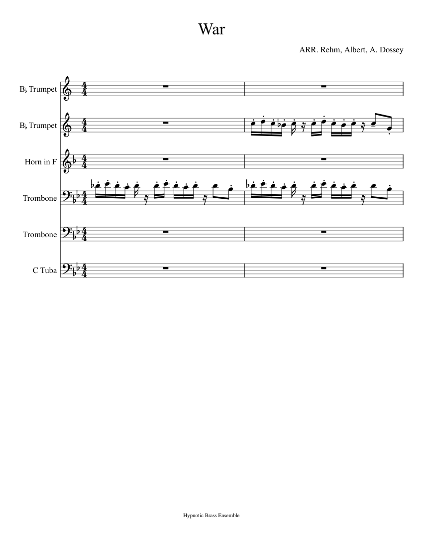 War Sheet music for Trombone, Tuba, French horn (Mixed Quartet ...
