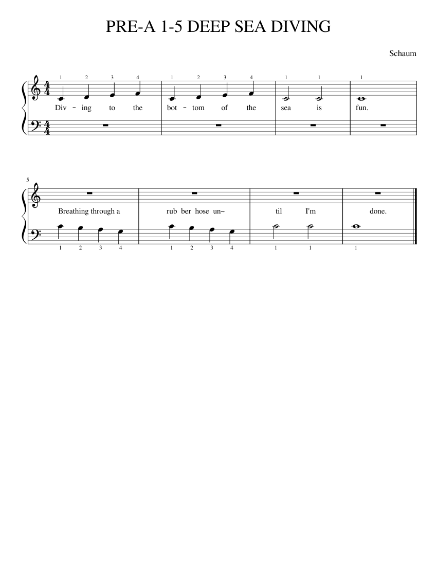 PRE-A 1-5 DEEP SEA DIVING Sheet music for Piano (Solo) | Musescore.com