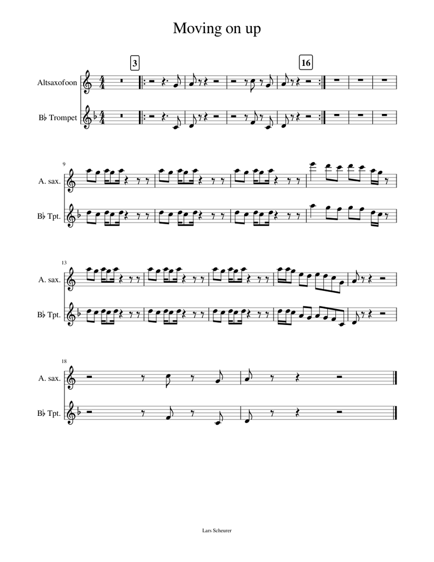 Moving on up Sheet music for Trumpet (In B Flat), Saxophone (Alto ...