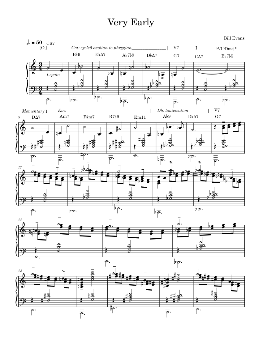 Very Early – Bill Evans VeryEarly Sheet Music with Chords for Piano ...