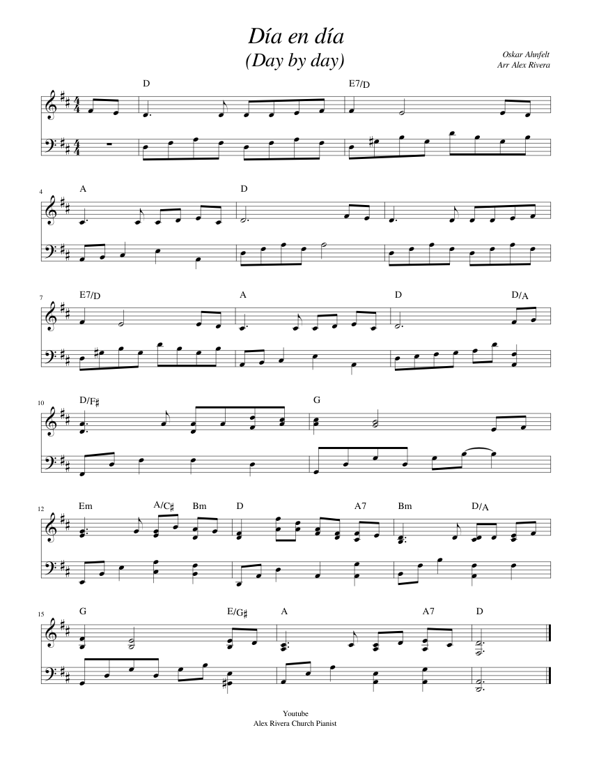 Day by day Sheet Music with Chords for Piano (Solo) | MuseScore.com