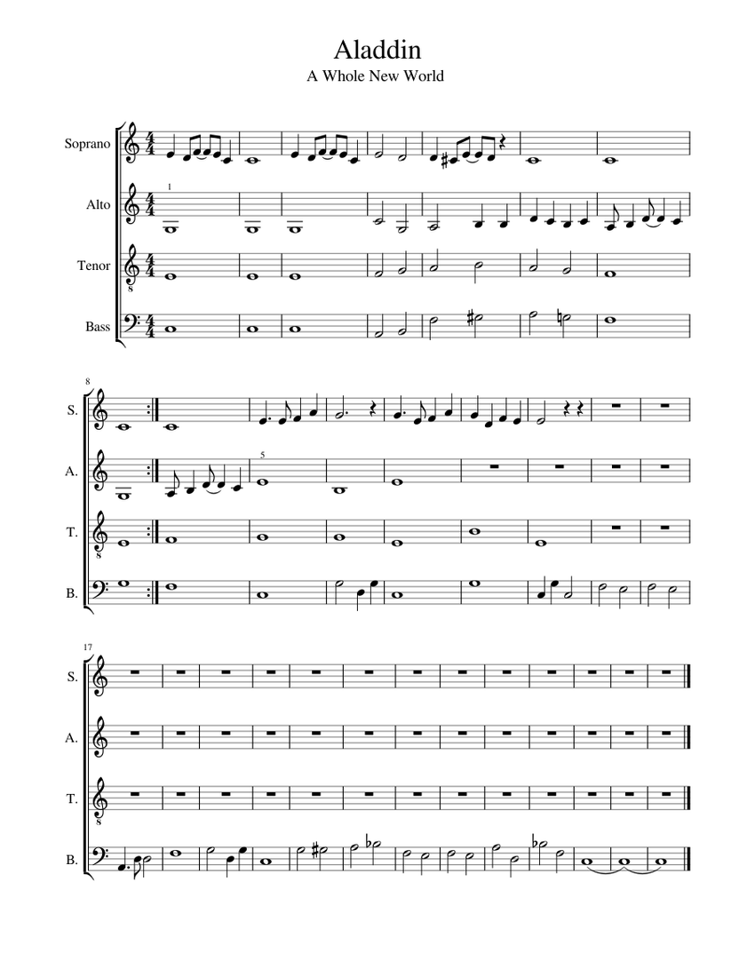 Aladdin Sheet music for Soprano, Alto, Tenor, Bass voice (Choral ...