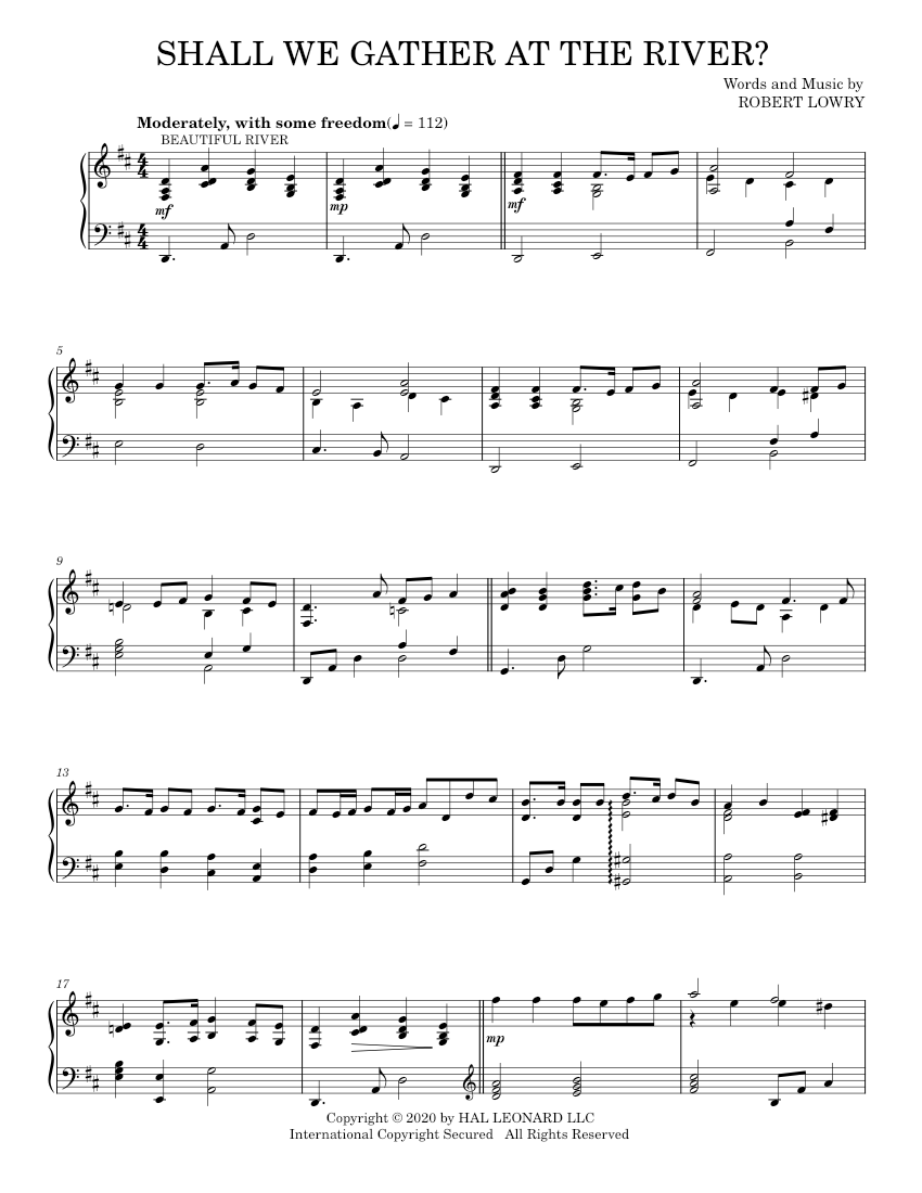 Play Official version of Shall We Gather At The River sheet music by ...