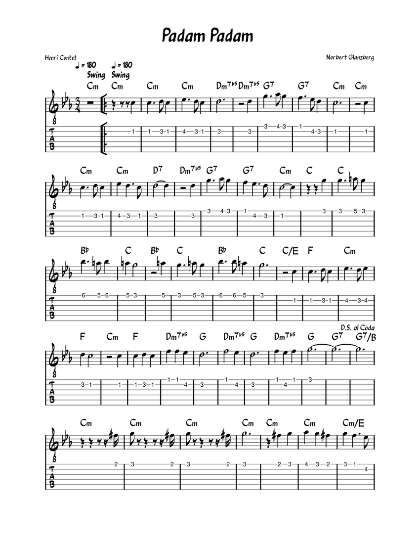 Padam Padam - Edith Piaf Sheet music for Guitar (Solo) | Musescore.com