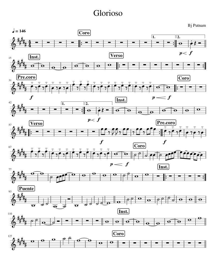 Glorioso – BJ Putnam Sheet music for Violin (Solo) | Musescore.com