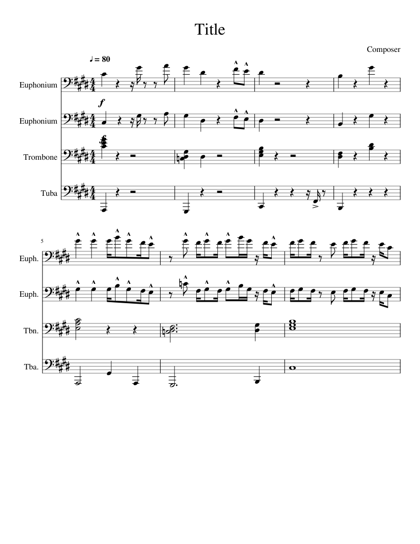 Location Sheet music for Trombone, Euphonium, Tuba (Mixed Quartet ...